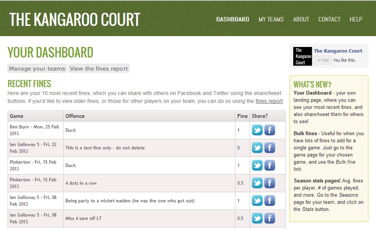 Track your team fines and ensure justice is served - The Kangaroo Court